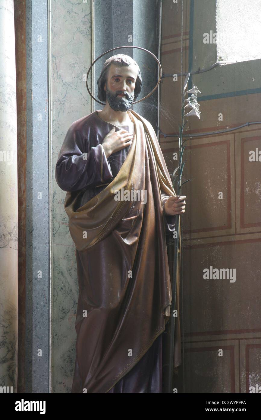 Saint Joseph, statue on the altar of Saint Isidore in Saint Elijah ...
