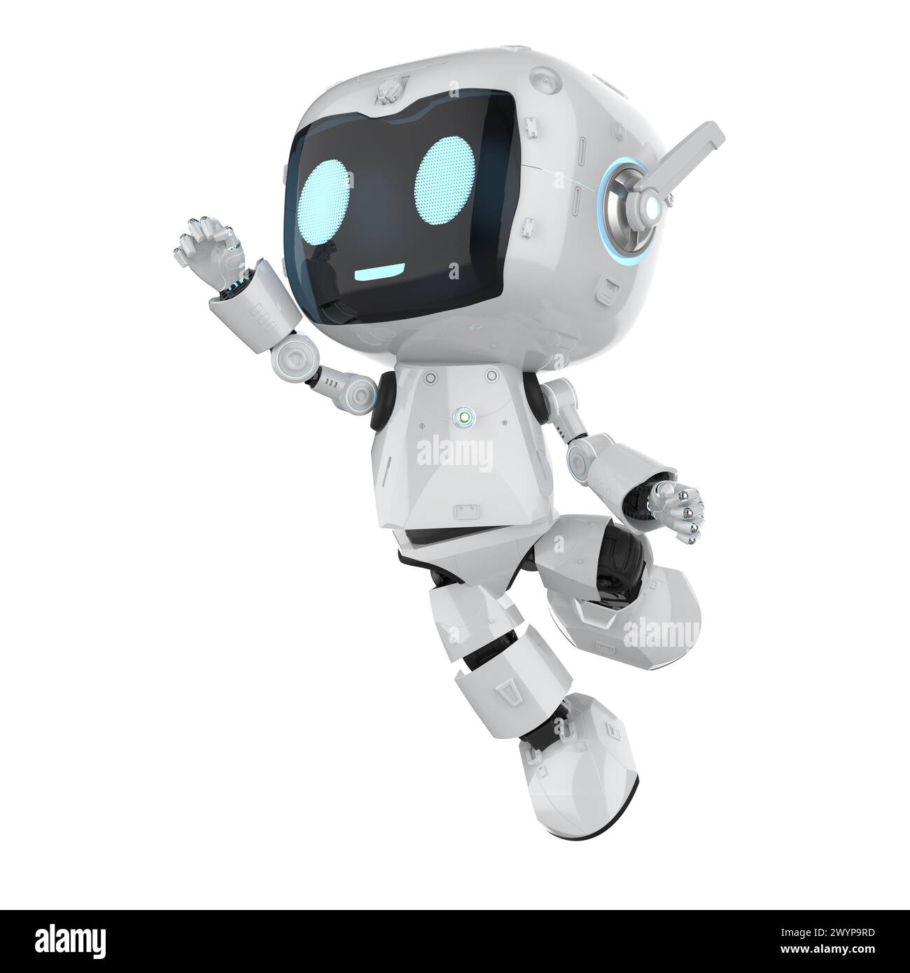3d rendering cute and small artificial intelligence personal assistant robot with cartoon ...