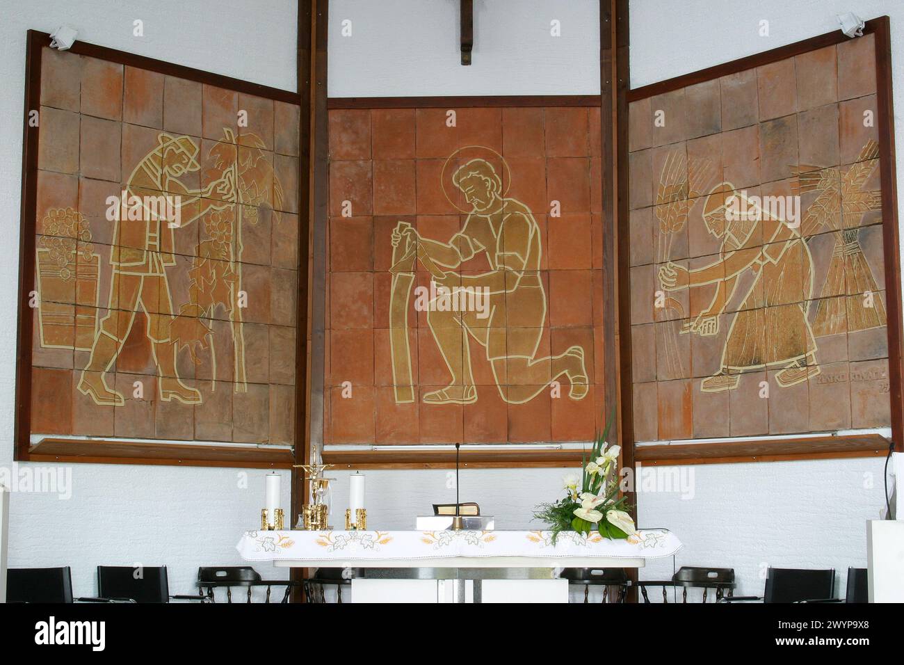 Main altar in the parish church of the Saint Joseph the Worker in ...
