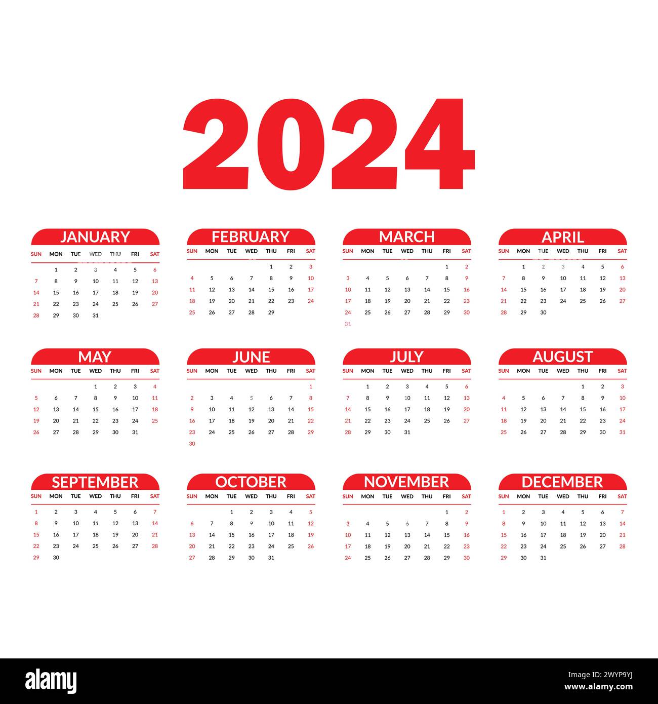 2024 calender vector art Stock Vector Image & Art - Alamy