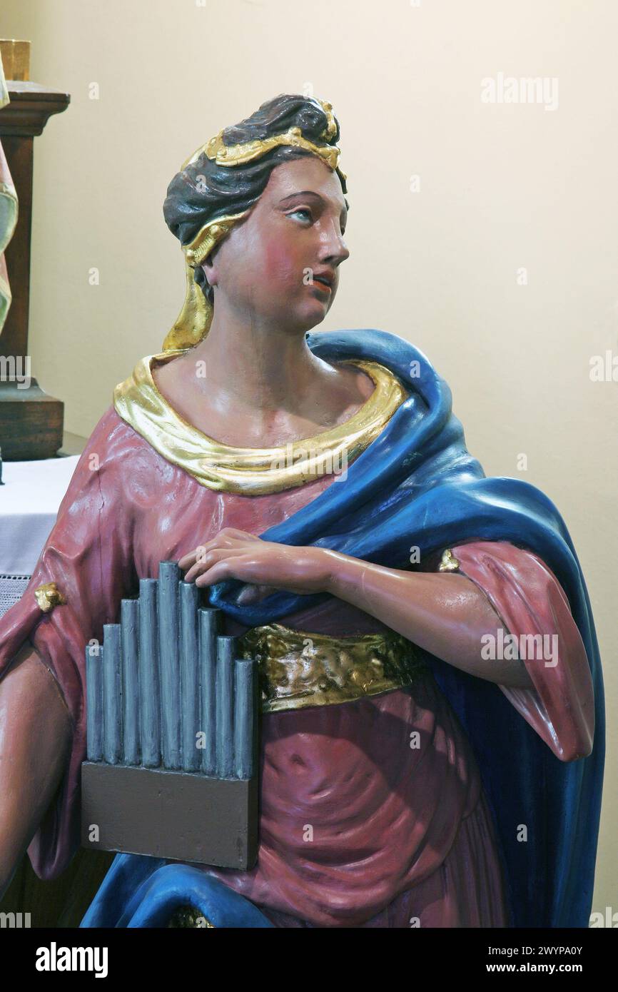 Saint Cecilia, statue in the parish church of the Immaculate Conception ...