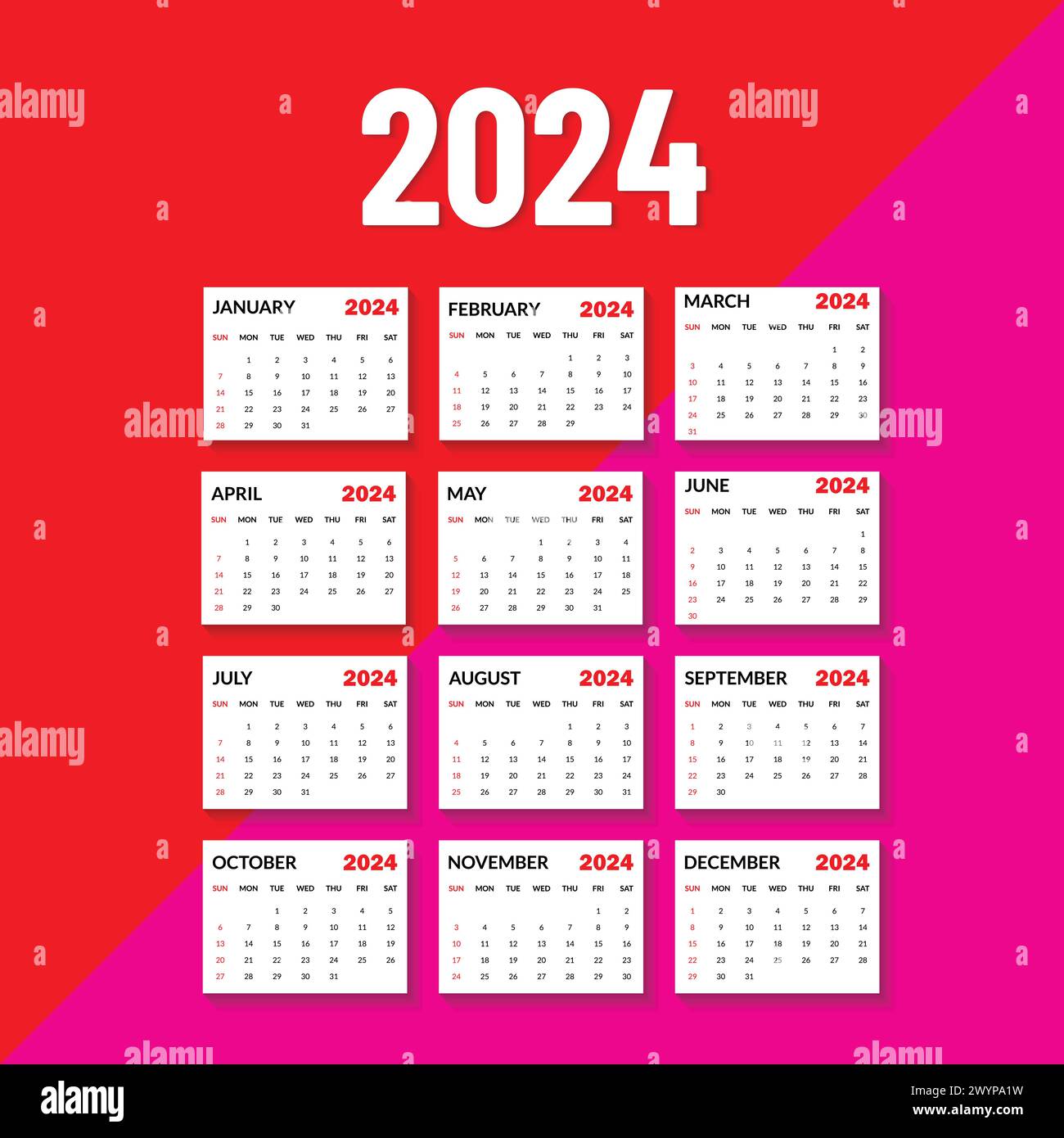 2024 calender vector art Stock Vector Image & Art - Alamy
