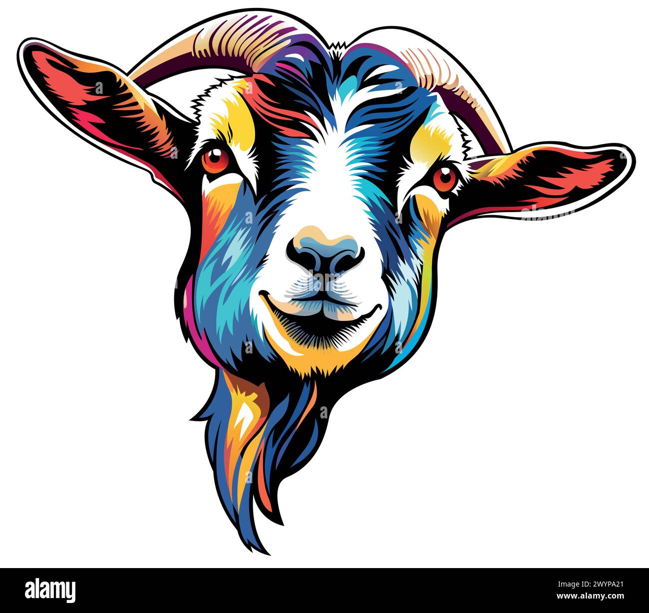 Colorful Portrait of a Goat Stock Vector Image & Art - Alamy