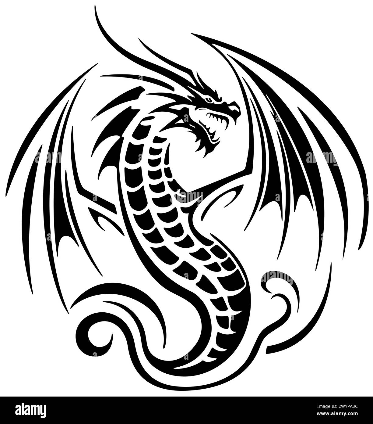 Drawing of Dragon with Outstretched Wings Stock Vector Image & Art - Alamy