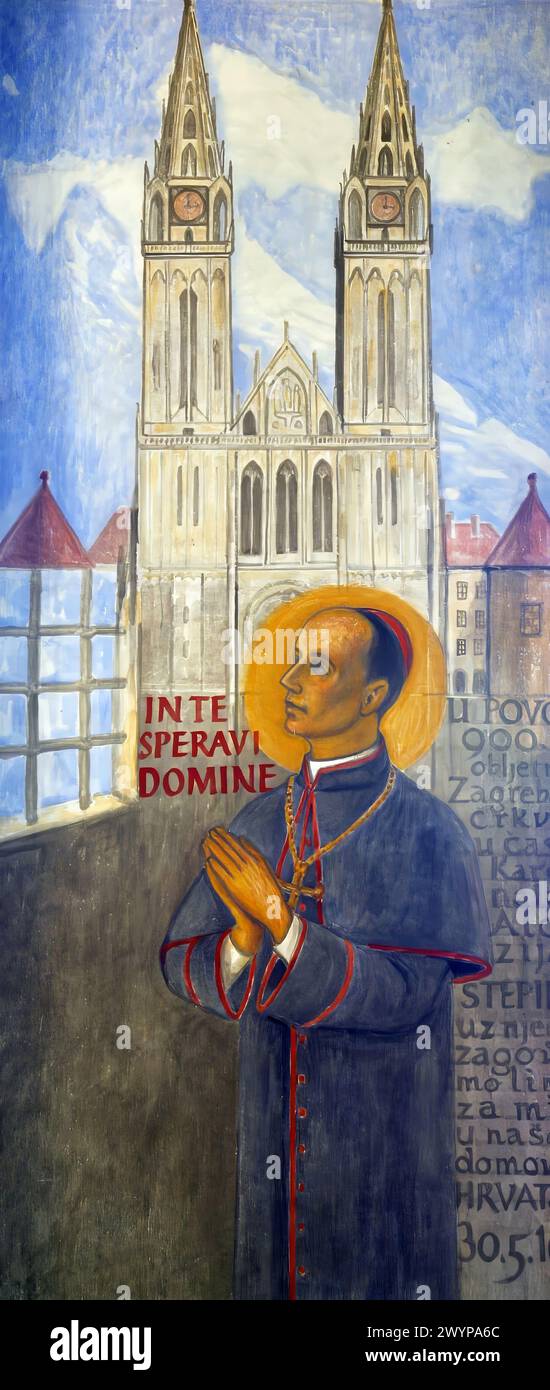Blessed Aloysius Stepinac, fresco in the Parish Church of the Sacred ...