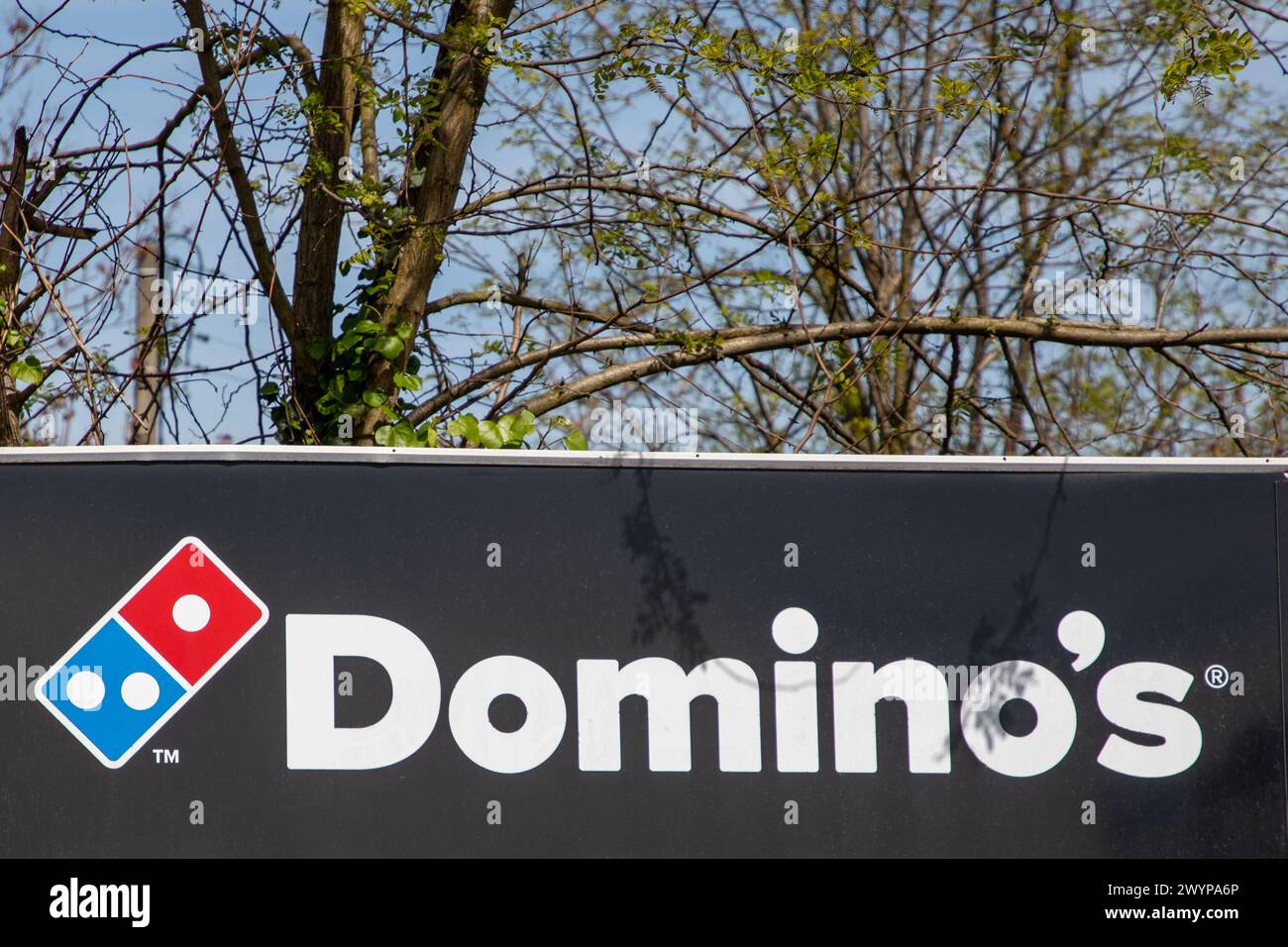 Bordeaux , France - 04 04 2024 : Dominos pizza logo brand and text sign ...