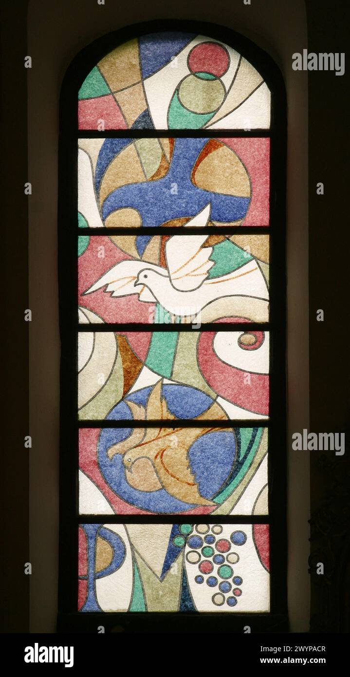 Mystery of peace by the Holy Spirit, stained glass window in parish ...