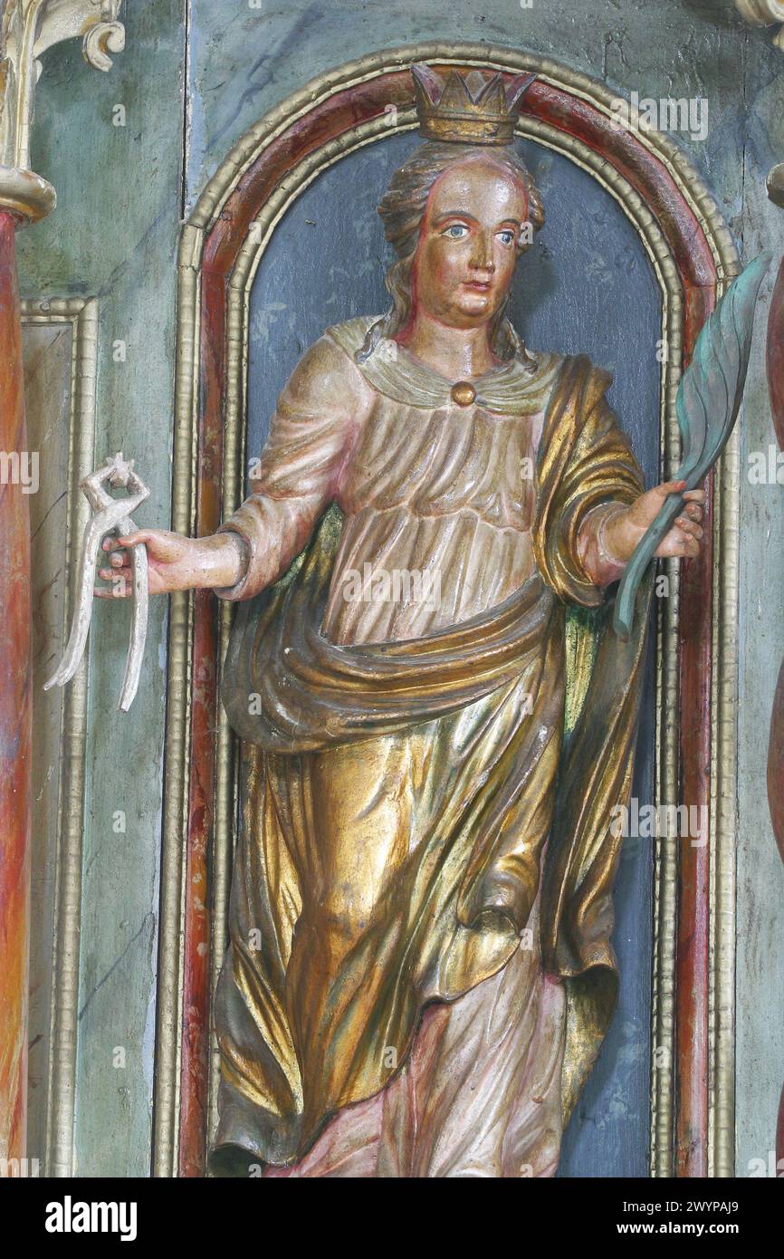 Saint Apollonia statue on the main altar in the chapel of Saint ...