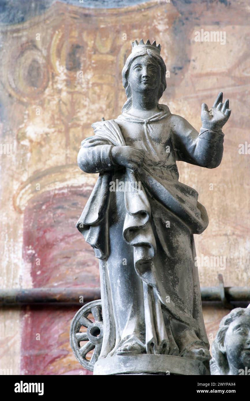 Saint Catherine of Alexandria, statue on the main altar in the Church ...