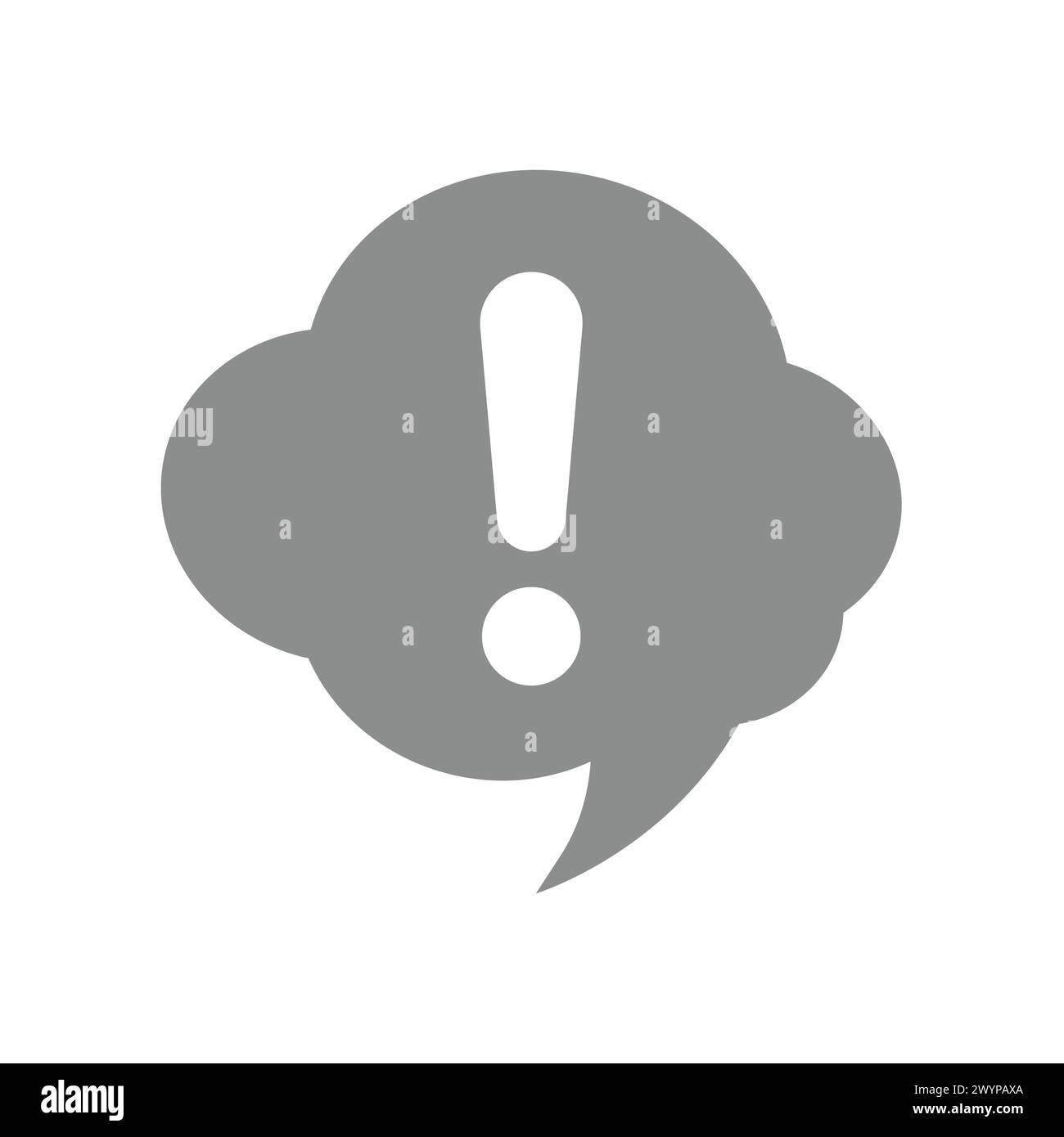 Speech bubble and exclamation mark vector icon. Thought balloon or ...