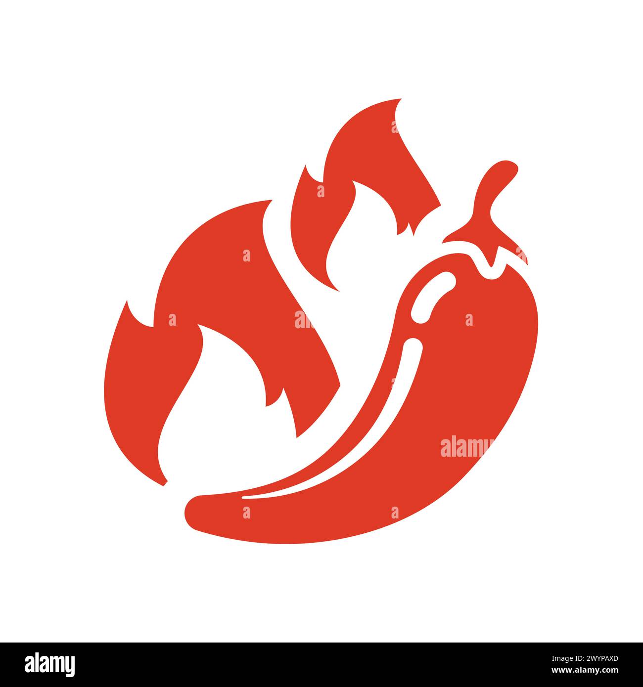 Hot chili pepper vector icon. Flames and spicy pepper symbol Stock ...