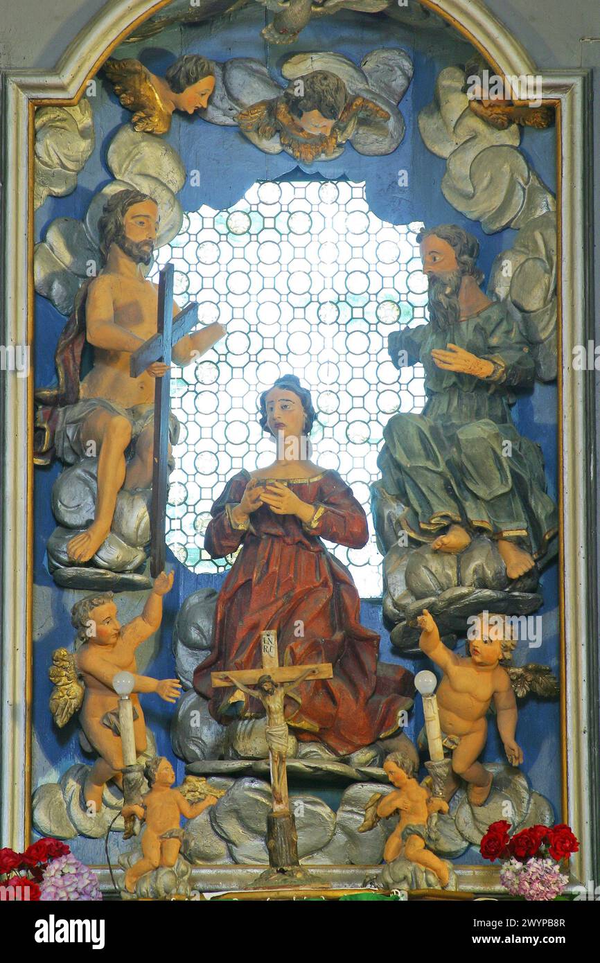 Main altar in the parish church of the Holy Trinity in Radoboj, Croatia ...