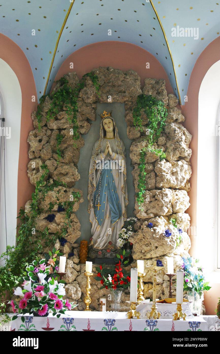 Main altar in Our Lady of Lourdes chapel in Radoboj, Croatia Stock ...