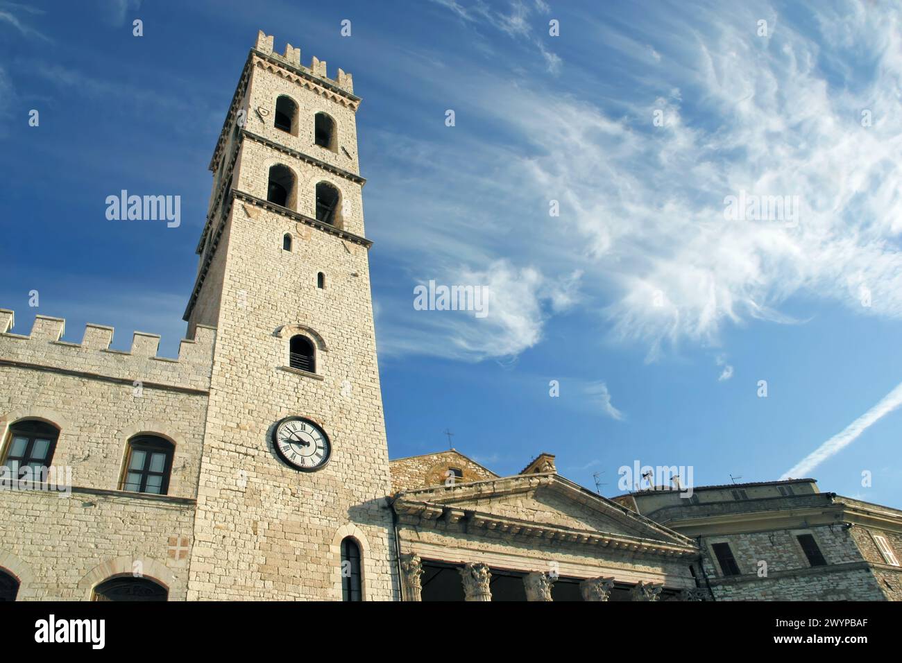 Torre del Poppolo and Temple of Minerva in Square Piazza del Comune in ...