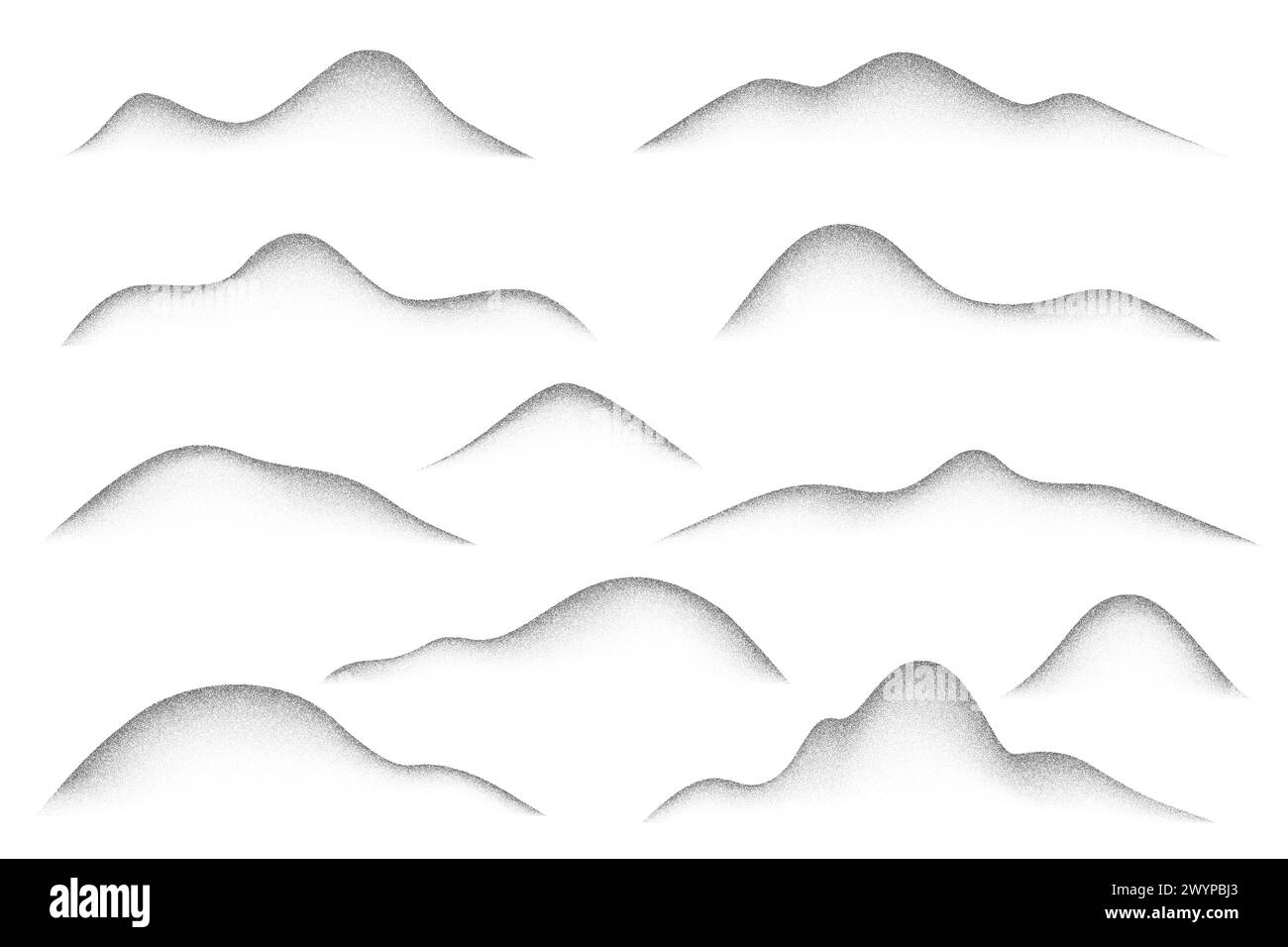 Noisy grainy mountains with gradient stipple sand effect isolated on ...