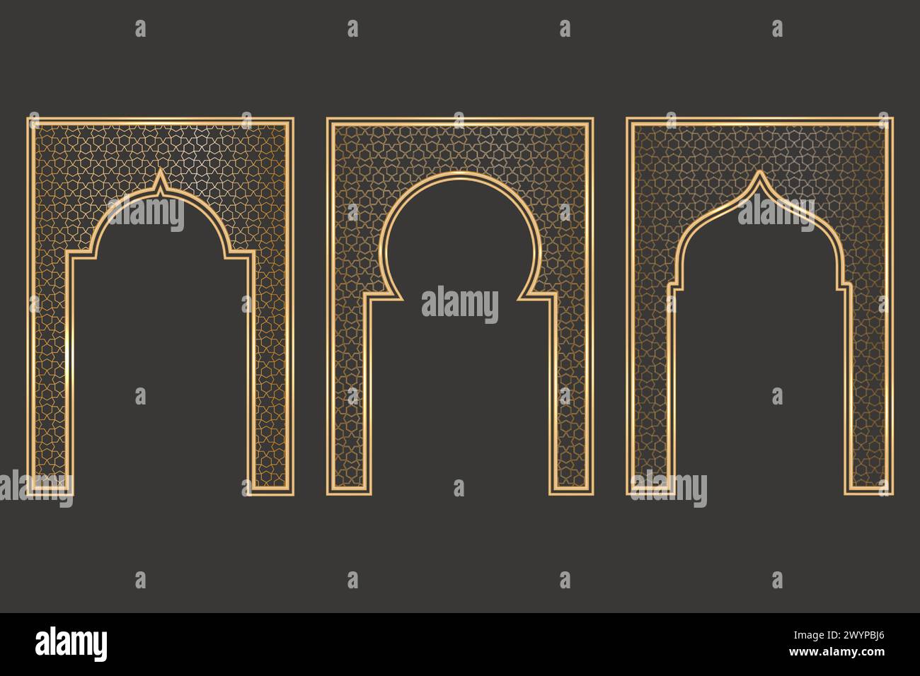 Ramadan Islamic arch frame with ornament. Vector Muslim traditional ...