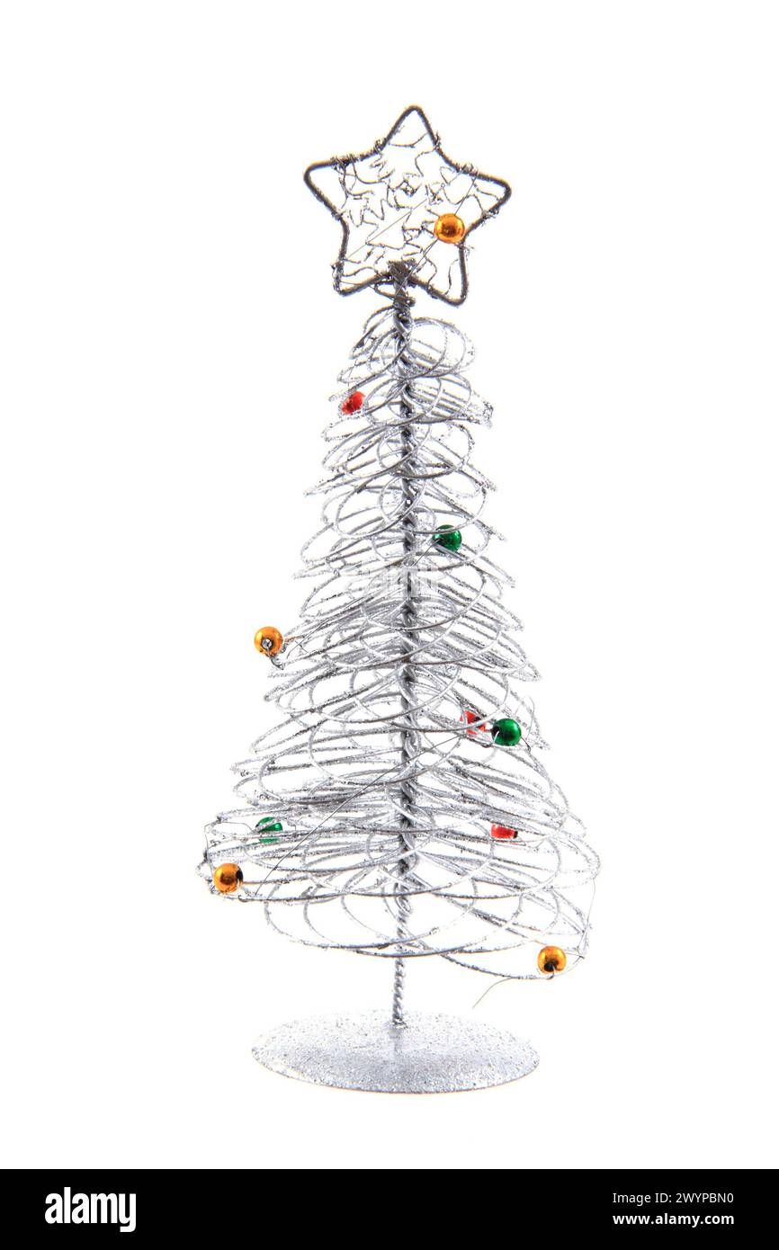 metal christmas tree isolated on the white background Stock Photo - Alamy