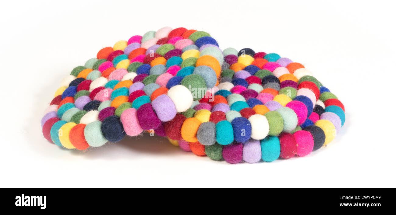 Colorful coasters isolated on a white background Stock Photo - Alamy