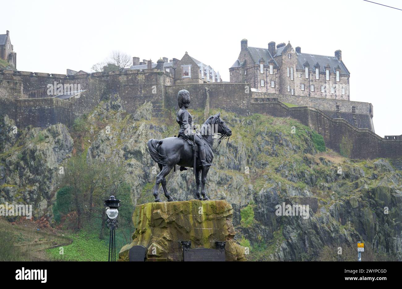 Horse and rider statue monument in Edinburgh, Scotland, UK Stock Photo ...