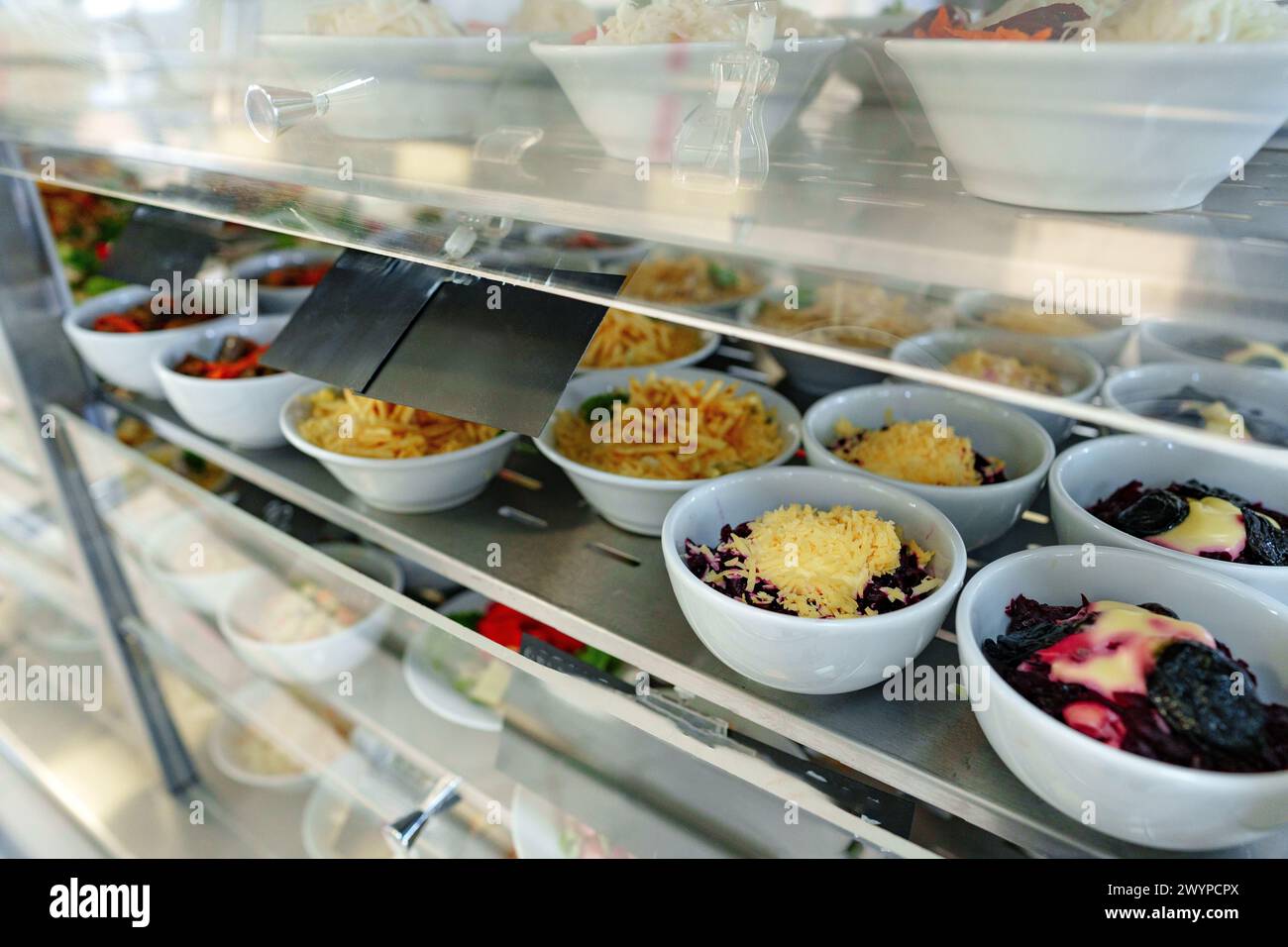Bustling Cafeteria Serving Line During Lunchtime Offering a Variety of ...
