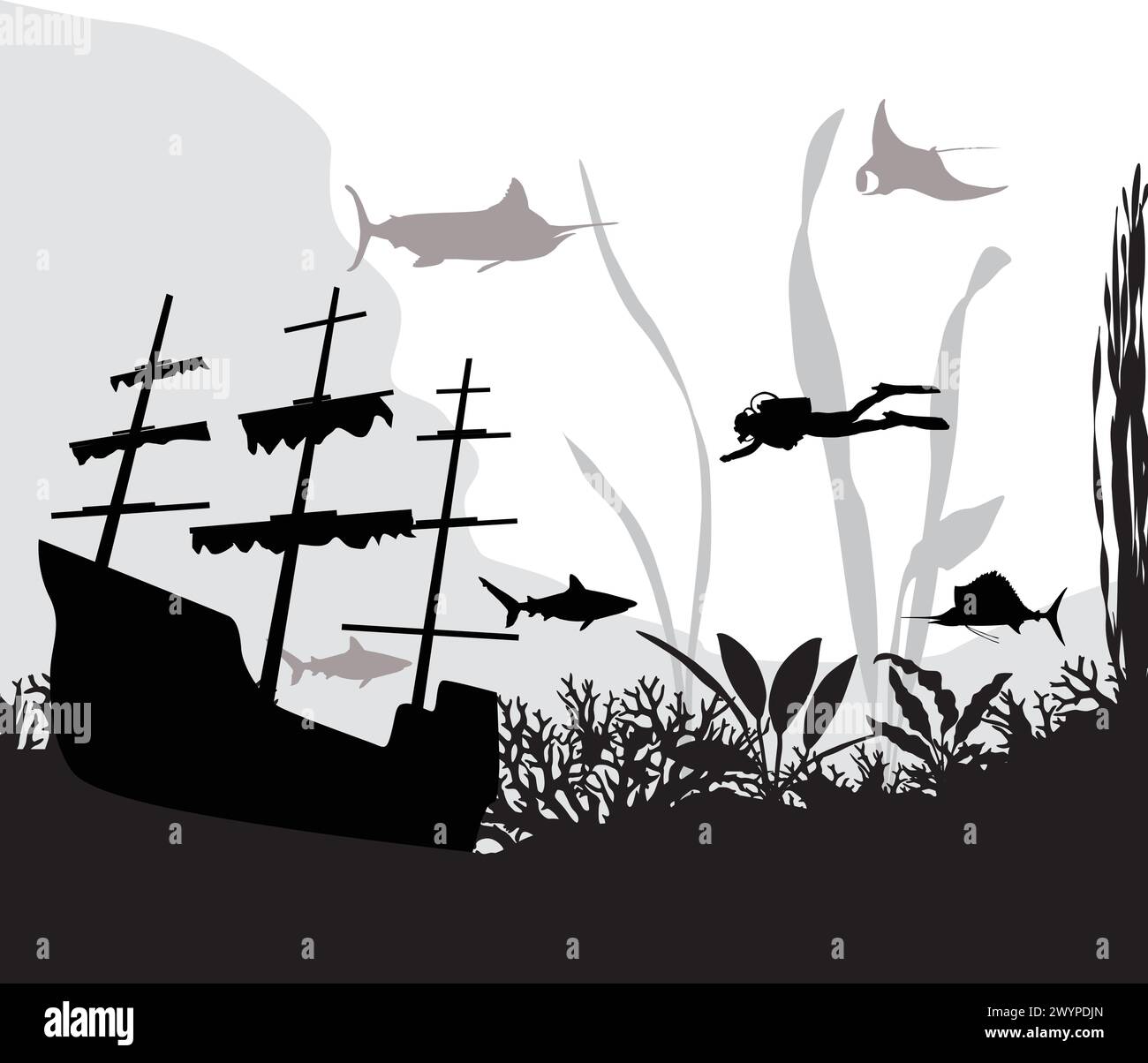 Bottom sea fish Stock Vector Images - Alamy