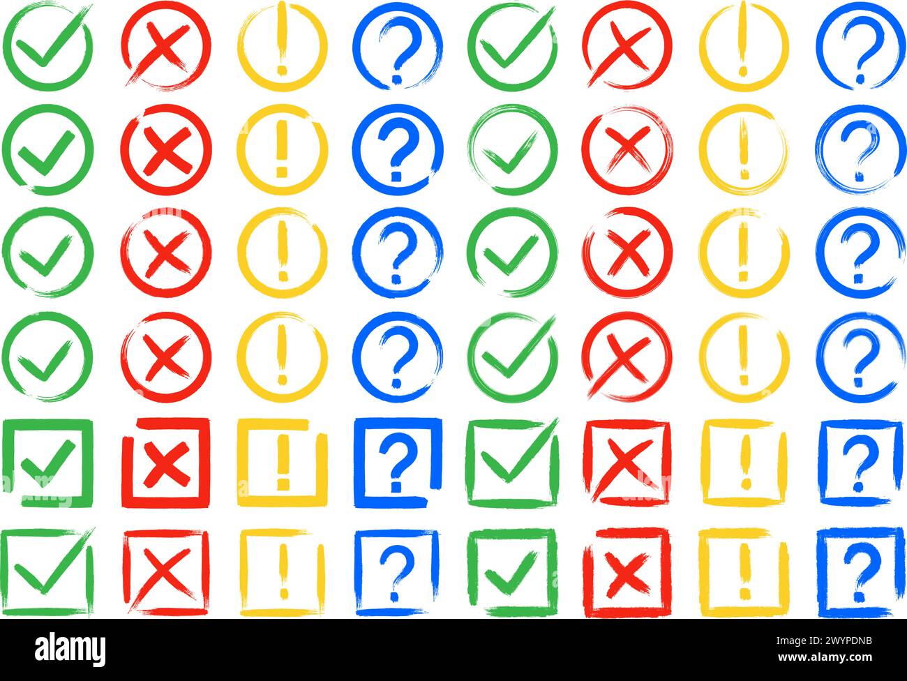 Tick and warning icon Stock Vector Images - Alamy