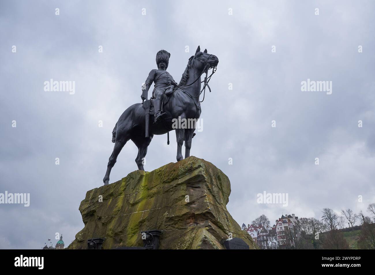 Horse and rider statue monument in Edinburgh, Scotland, UK Stock Photo ...