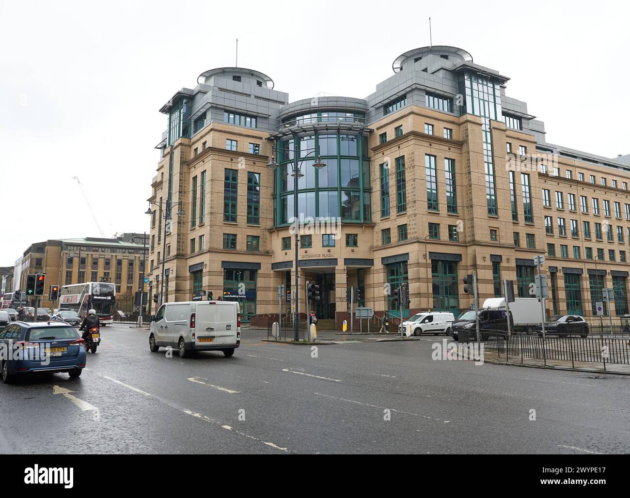 Modern high rise buildings and road junction in Edinburgh, Scotland, UK ...