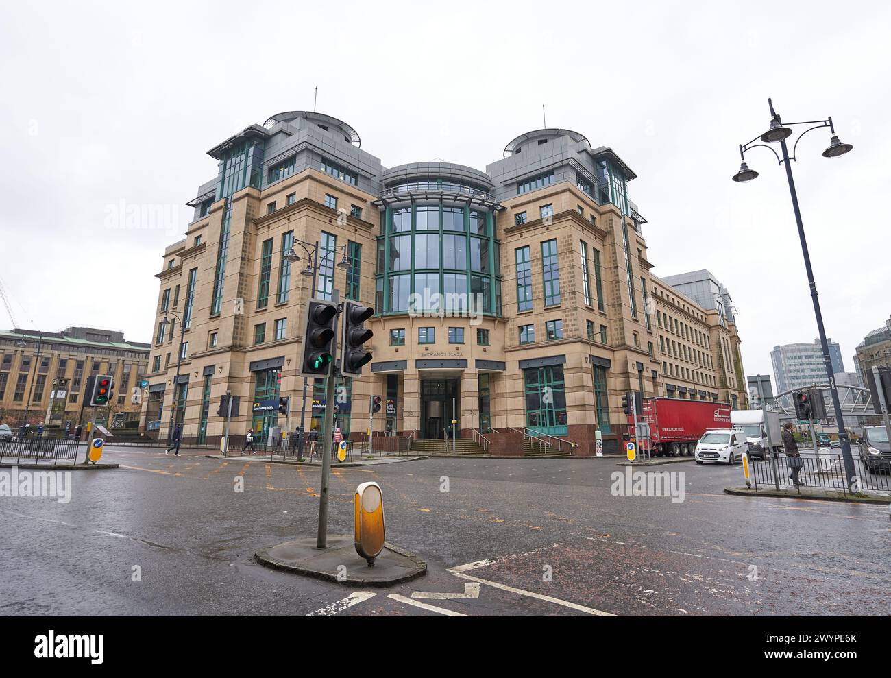 Modern high rise buildings and road junction in Edinburgh, Scotland, UK ...