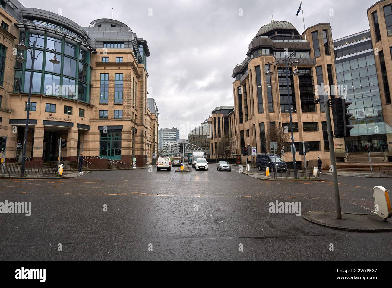 Modern high rise buildings and road junction in Edinburgh, Scotland, UK ...