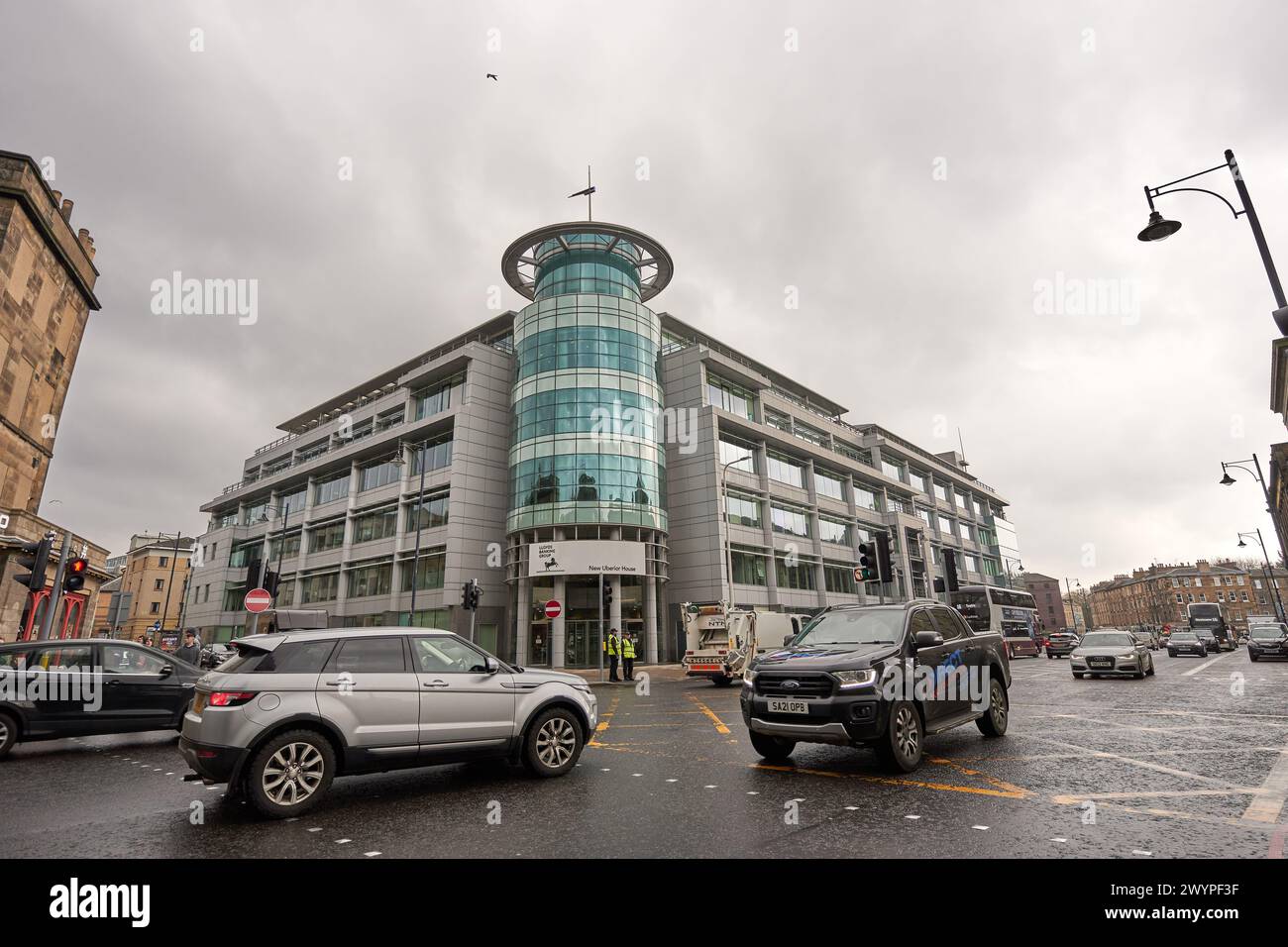 Modern high rise buildings and road junction in Edinburgh, Scotland, UK ...