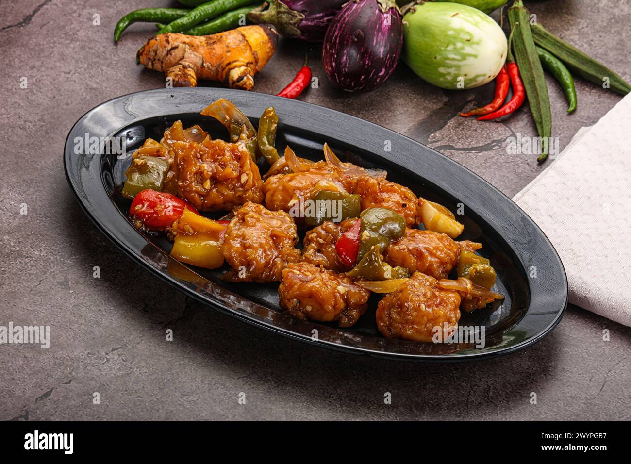 Chinese cuisine - prawn with chili sauce and garlic Stock Photo - Alamy