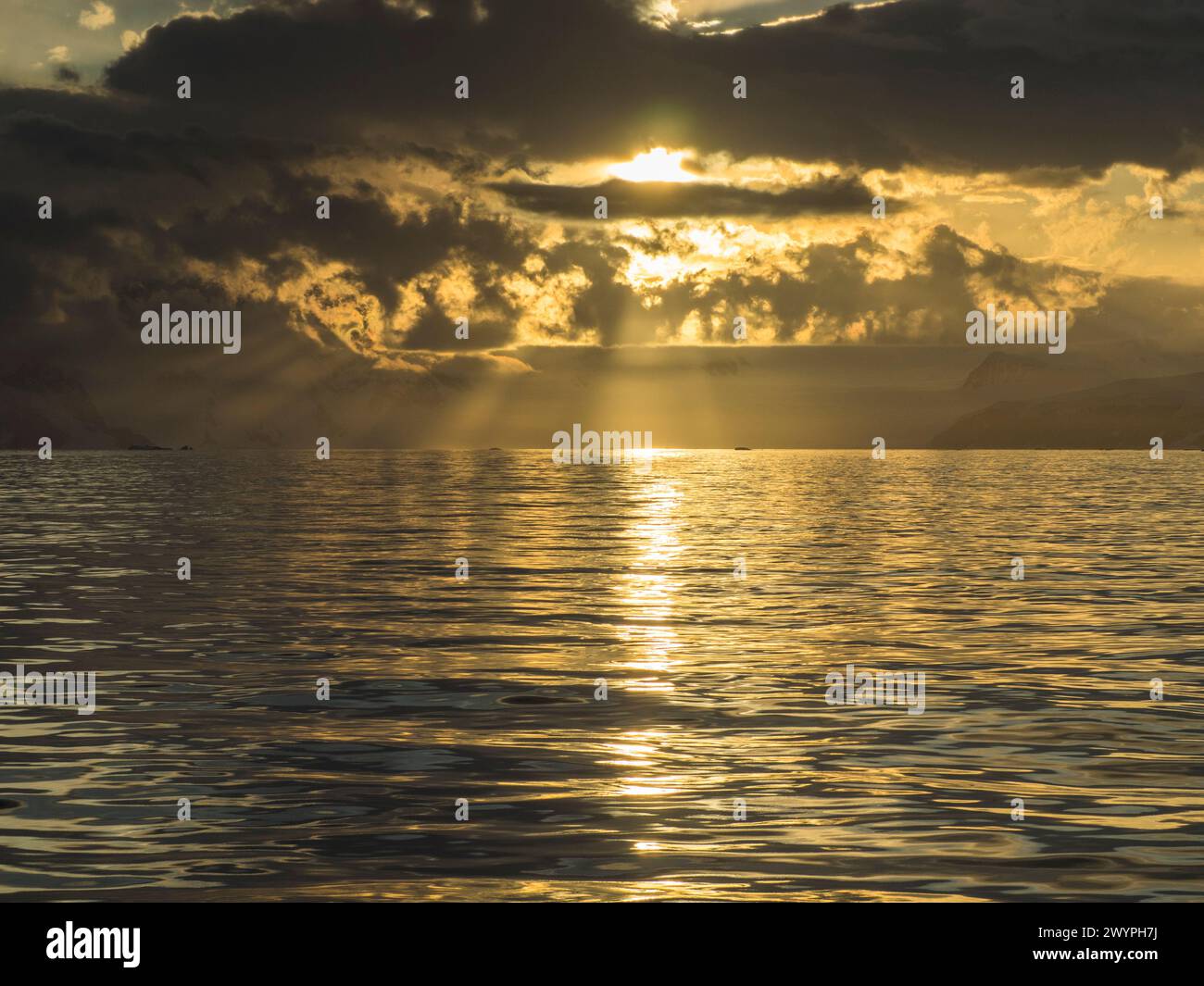Sunrise over the Gilbert Strait near Trinity Island, Palmer Archipelago ...