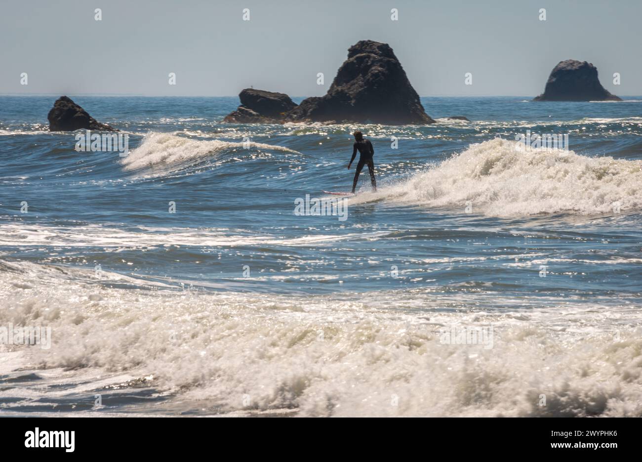 A Surfer at Ruby Beach in Olympic National Park in Washington State ...