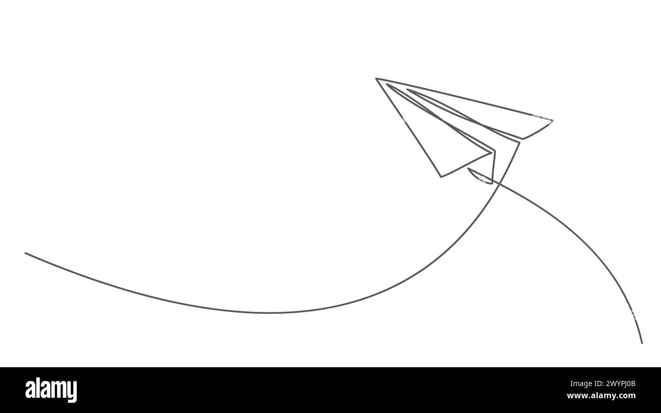 Paper plane One line drawing isolated on white background Stock Vector ...