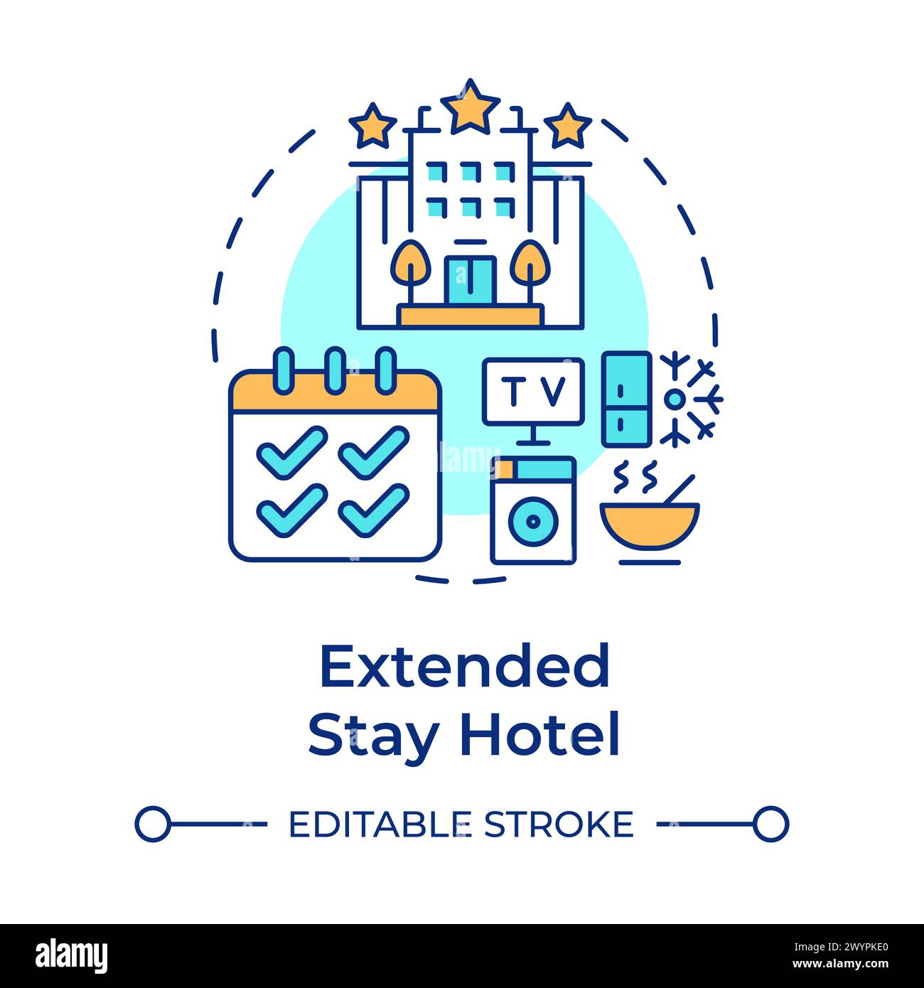 Extended stay hotel multi color concept icon Stock Vector Image & Art ...
