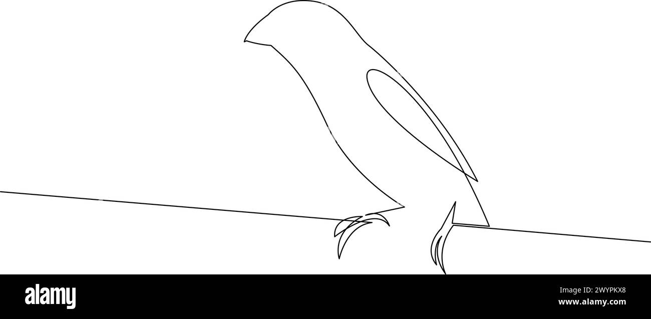 Continuous one line drawing of a bird sitting on a branch. Abstract ...
