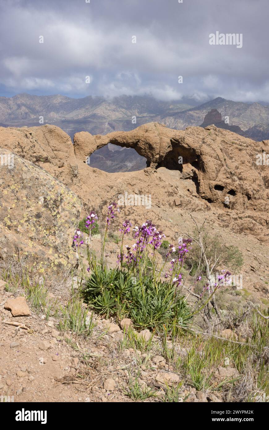 The rock formation Ventana del Bentayga (Window to Bentayga) with the ...