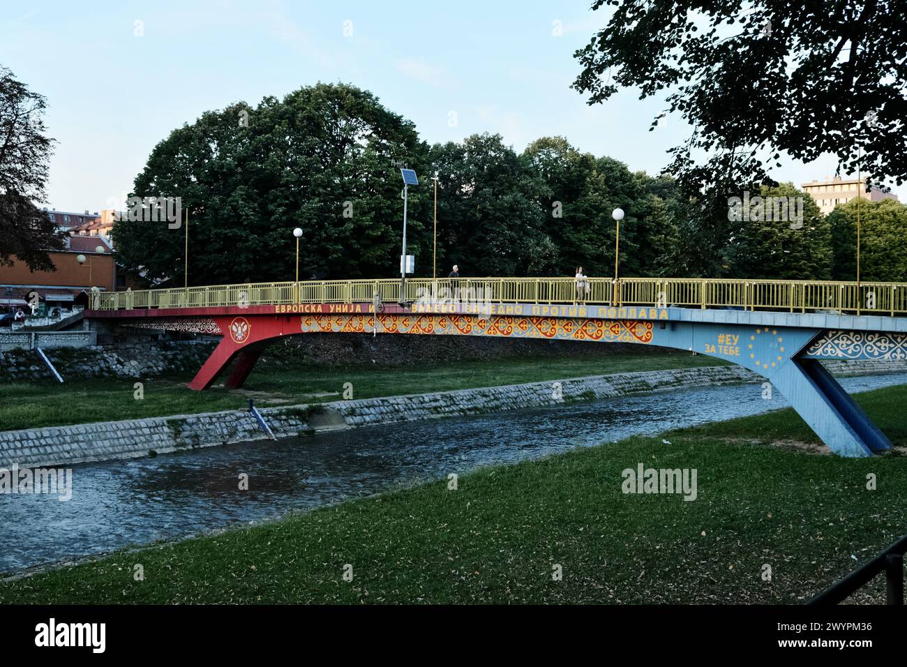pedestrian bridge on Kolubara River in Valjevo, western Serbia Stock ...