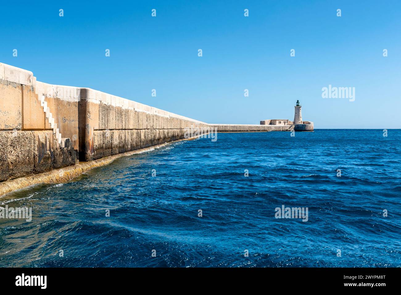 St Elmo Breakwater Lighthouse - Valletta - Malta Stock Photo - Alamy
