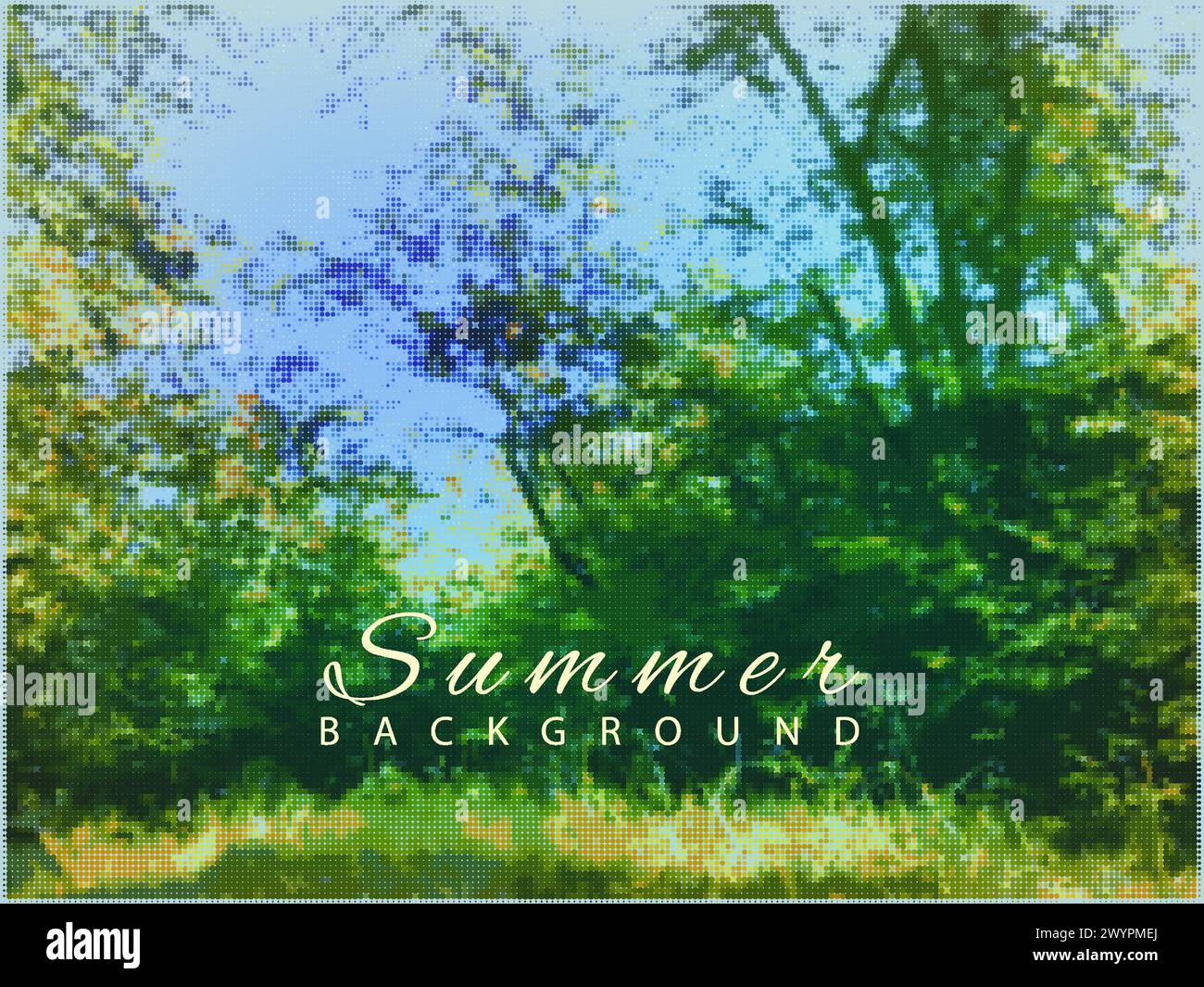 Vintage forest background halftone dots. Summer landscape Stock Vector ...