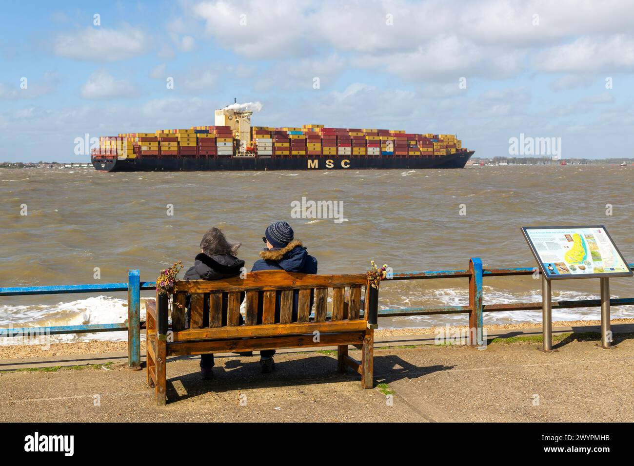 MSC Ellen container ship arriving at Port of Felixstowe, Suffolk ...