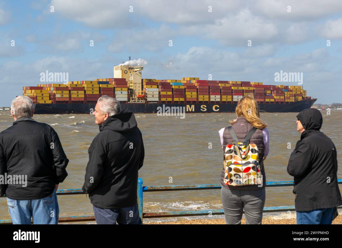 MSC Ellen container ship arriving at Port of Felixstowe, Suffolk ...