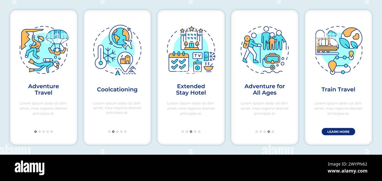 Trends In Traveling Onboarding Mobile App Screen Stock Vector Image