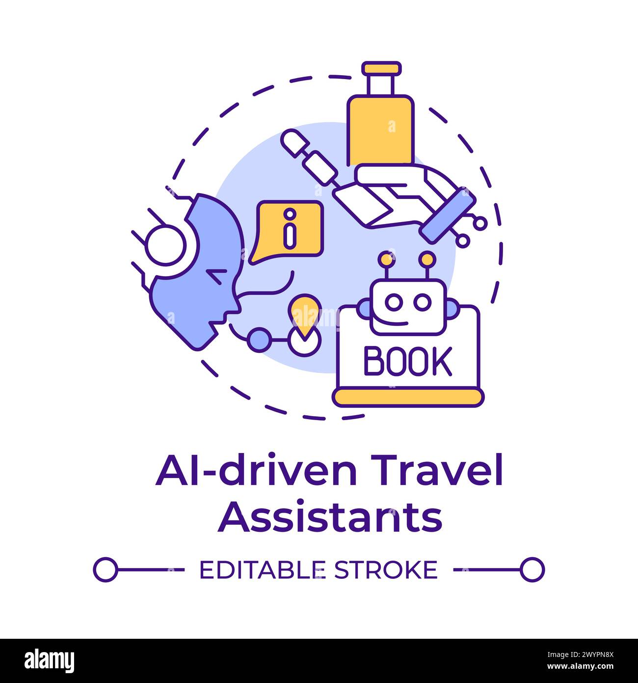 AI-driven travel assistants multi color concept icon Stock Vector Image ...