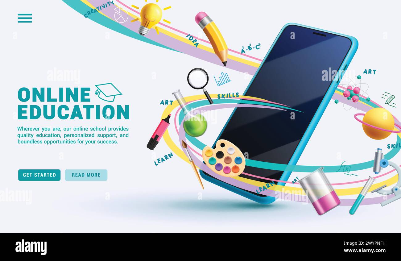 Online education vector design. Back to school with mobile phone ...