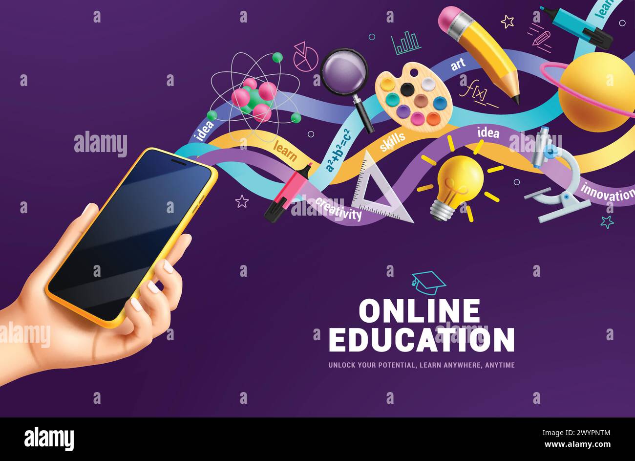 Online education text vector design. Back to school e learning and ...