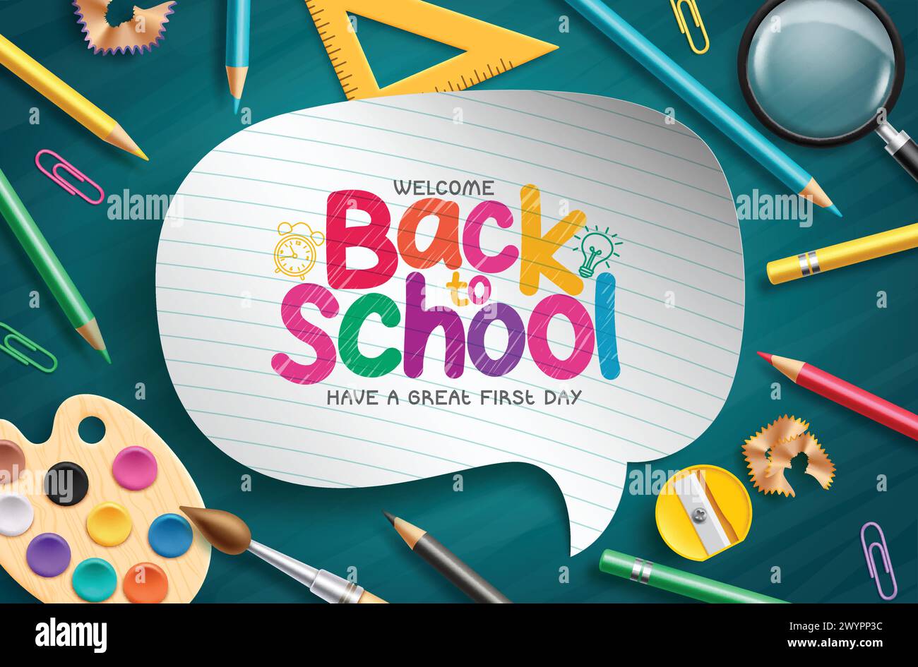 Back to school text vector template. Welcome back to school greeting in ...