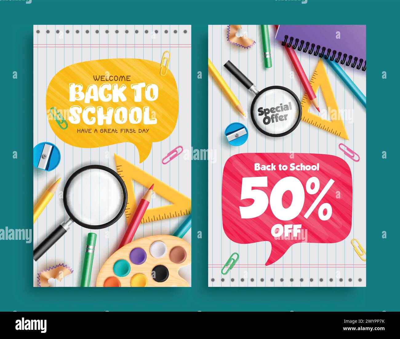 Back to school text vector poster set design. Back to school welcome ...