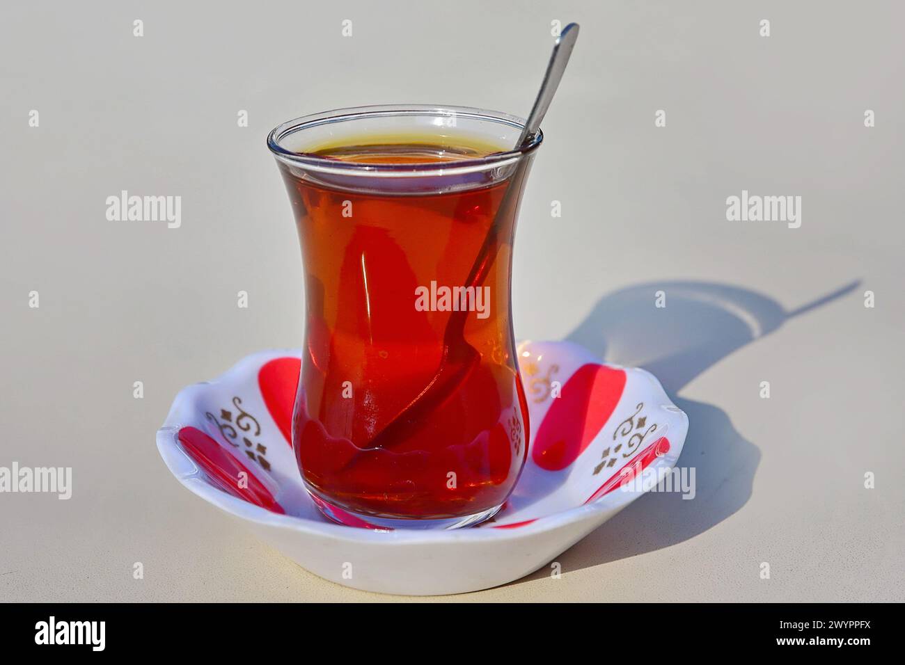 A traditional glass of Turkish tea, traditional turkish brewed hot ...